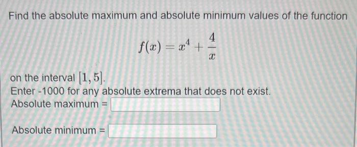 Solved Find the absolute maximum and absolute minimum values | Chegg.com