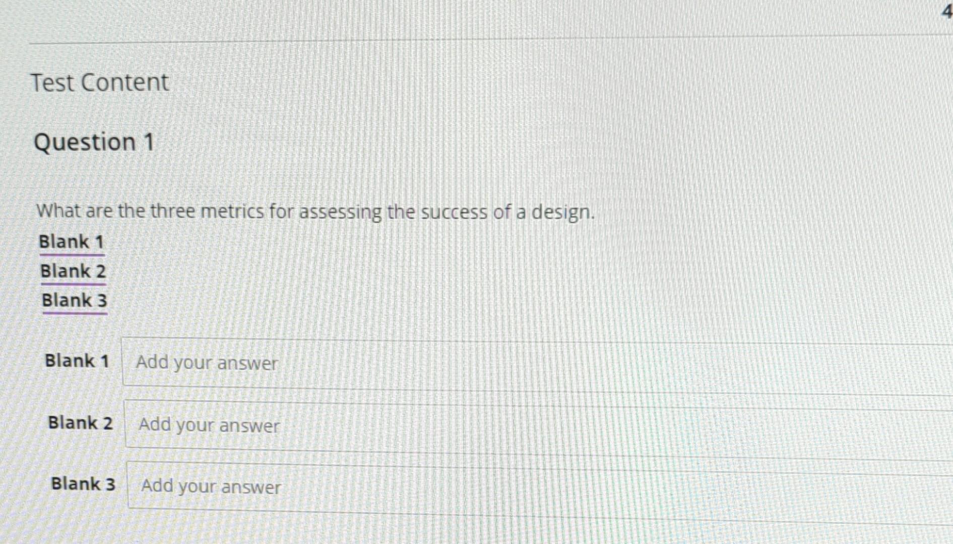 Solved Test Content Question 1 What are the three metrics | Chegg.com