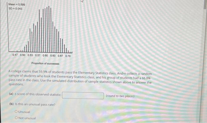 Solved A college claims that 59.9% of students pass the | Chegg.com