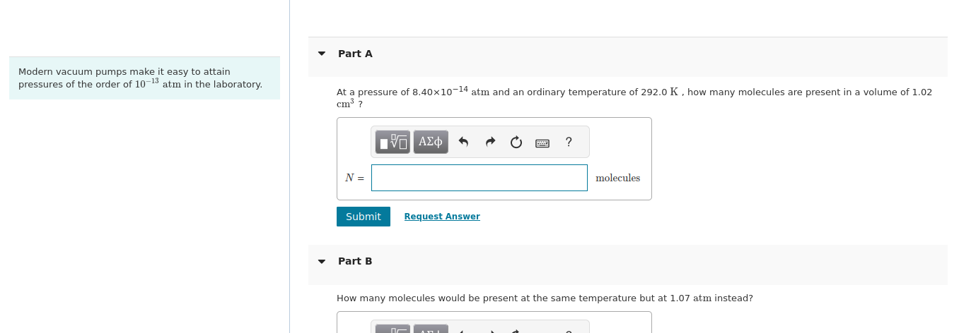 Solved Part AModern vacuum pumps make it easy to | Chegg.com