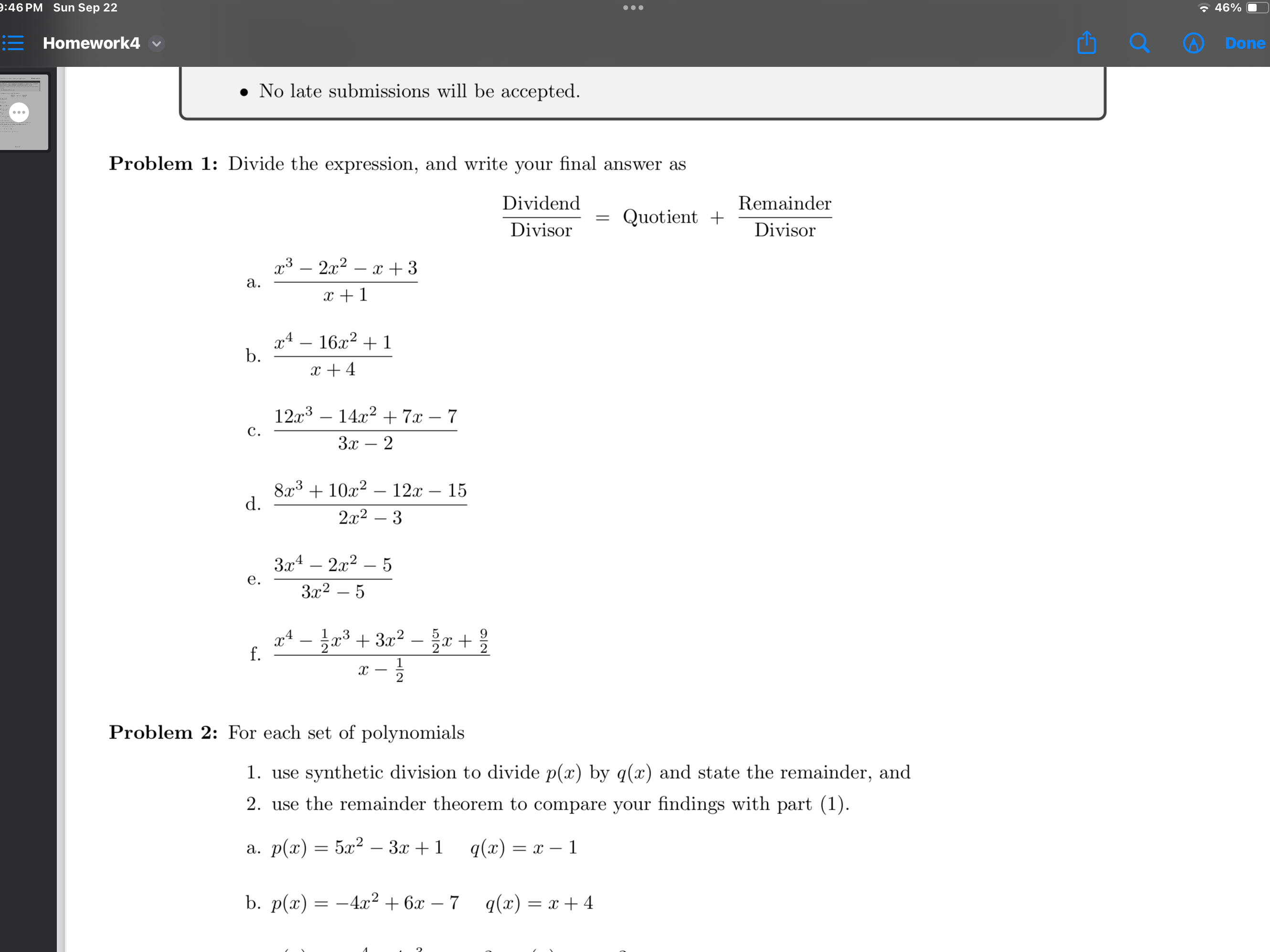 No late submissions will be accepted.Problem 1: | Chegg.com