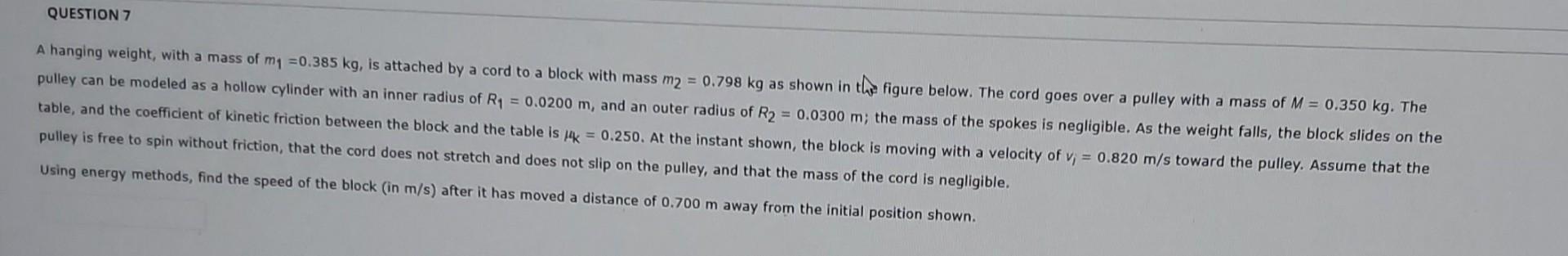 Solved Using energy methods, find the speed of the block (in | Chegg.com