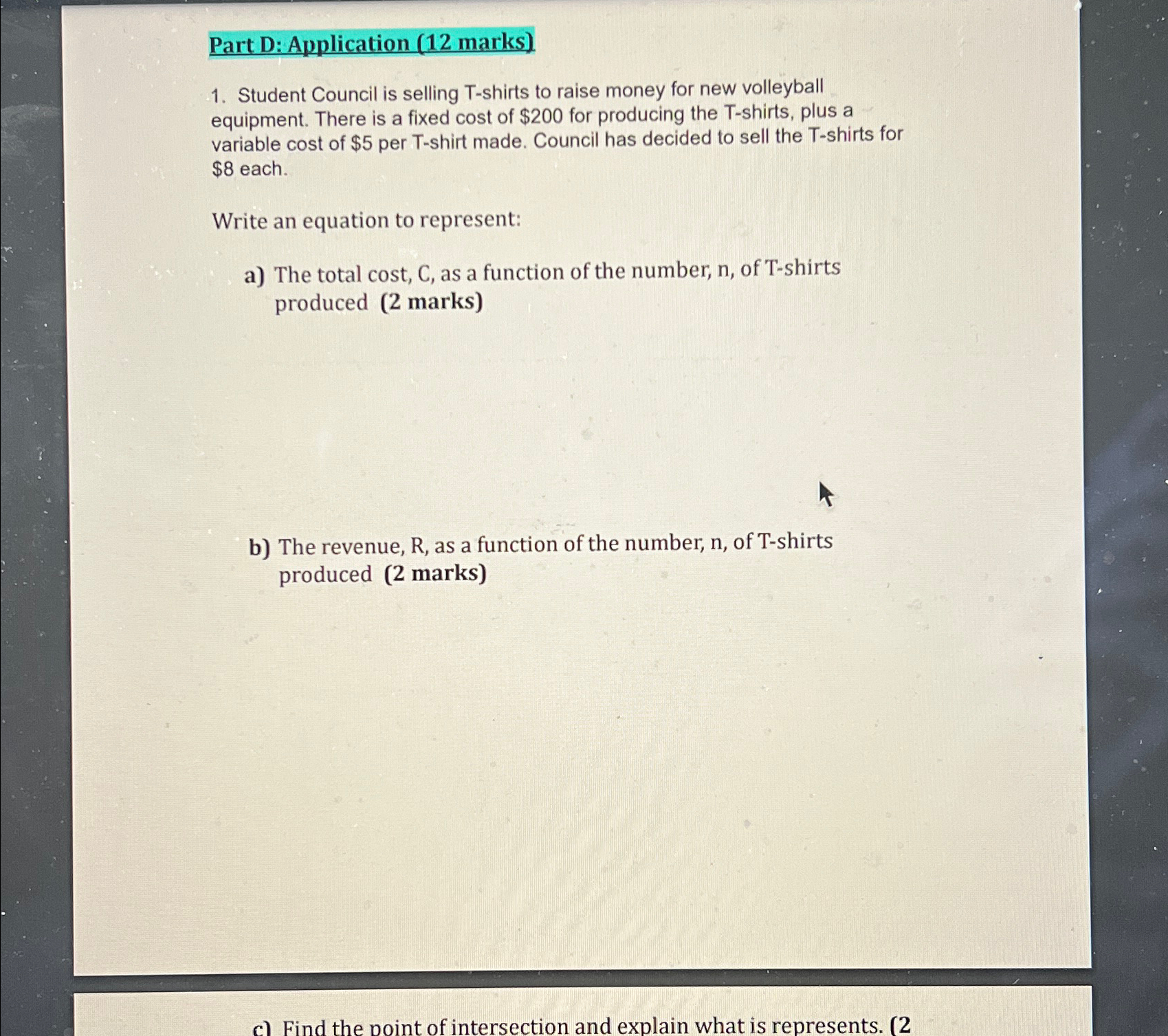 Solved Part D: Application (12 ﻿marks)Student Council is | Chegg.com