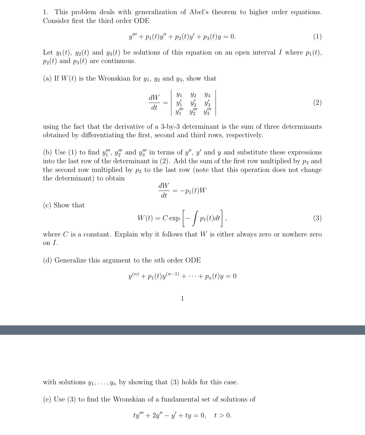 Solved This problem deals with generalization of Abel's | Chegg.com