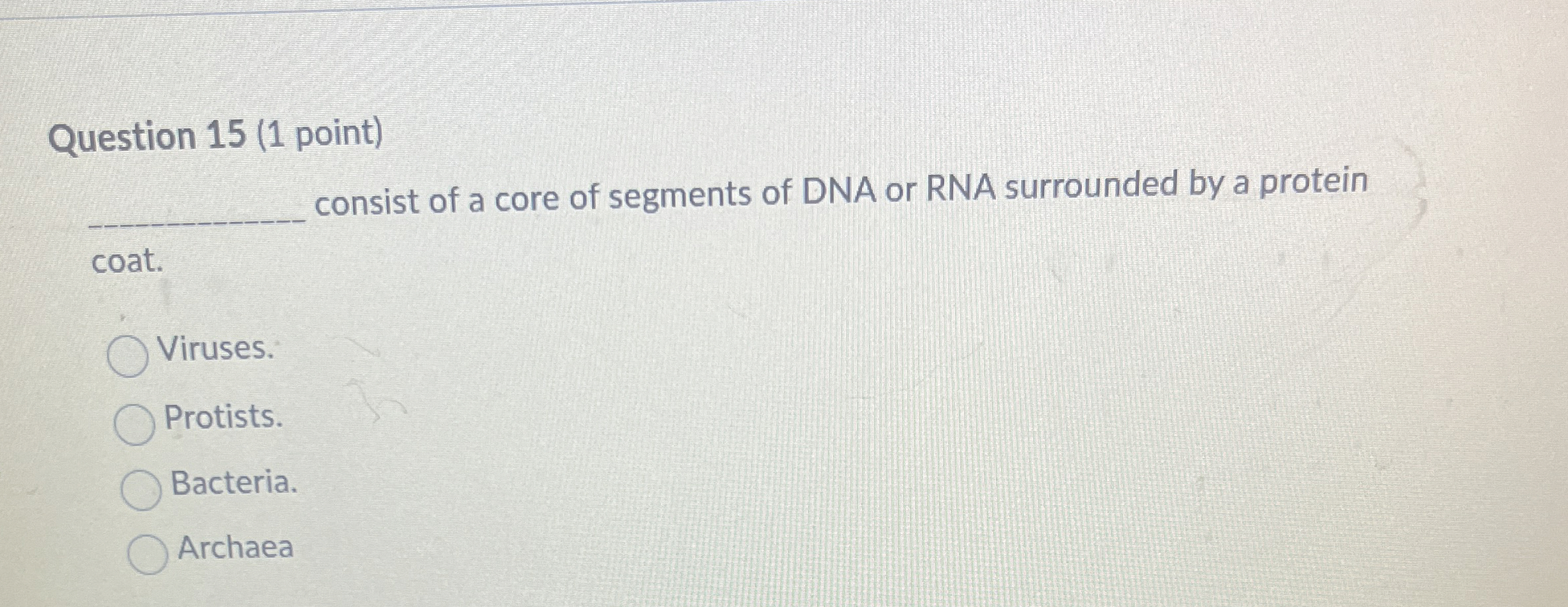 Solved Question 15 (1 ﻿point)consist of a core of segments | Chegg.com