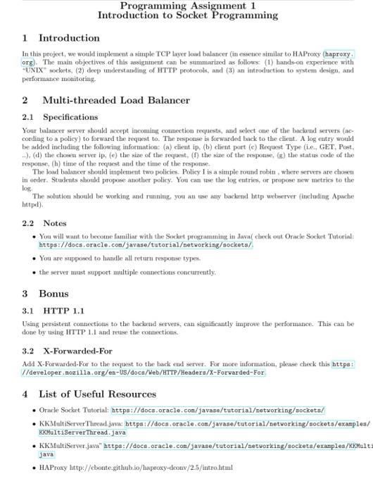 Programming Assignment 1 Introduction to Socket | Chegg.com
