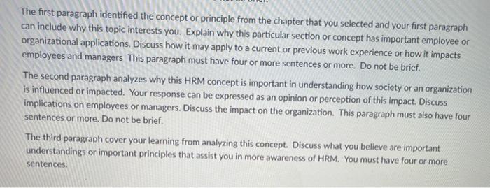 Solved The first paragraph identified the concept or | Chegg.com