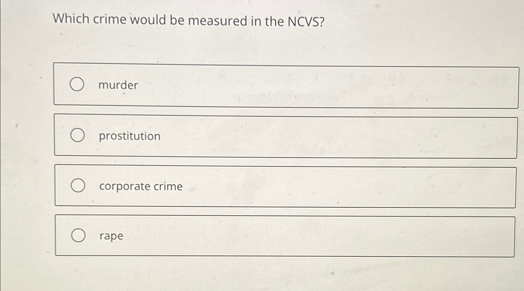 Solved Which crime would be measured in the | Chegg.com