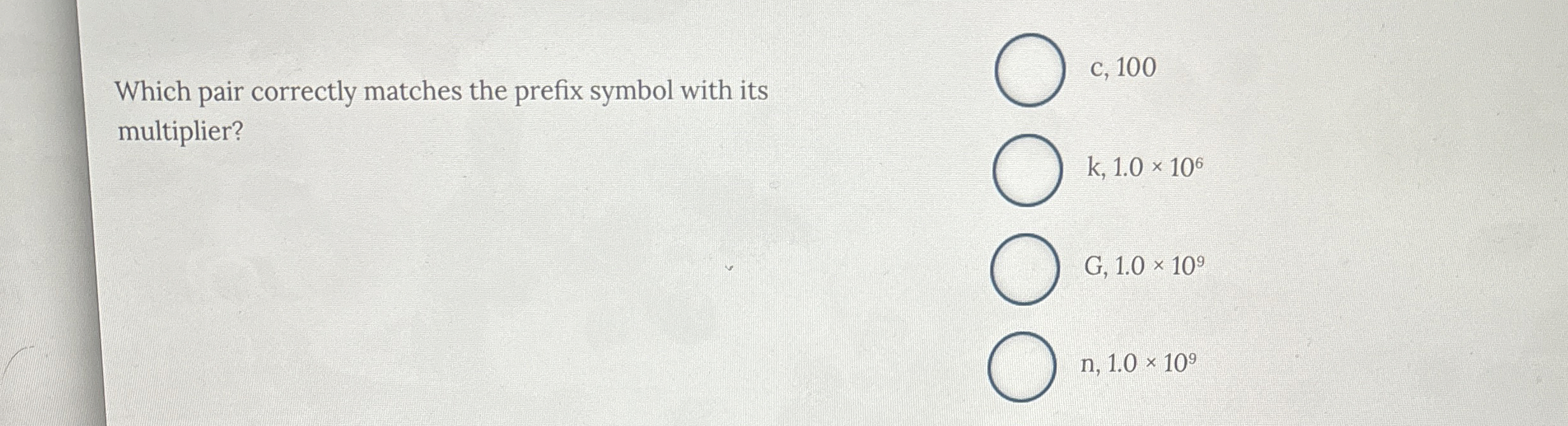 Solved Which pair correctly matches the prefix symbol with | Chegg.com