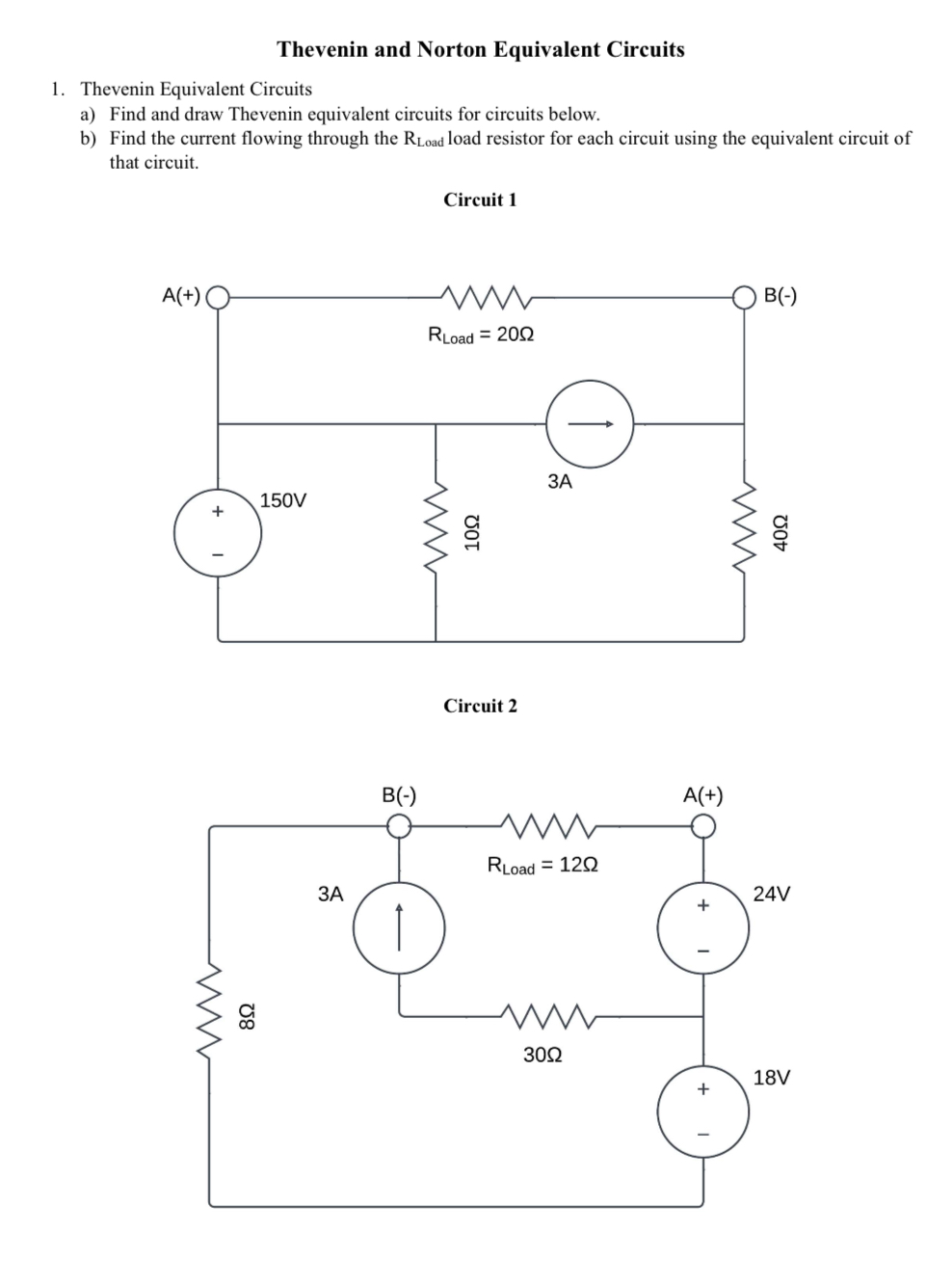 Solved Thevenin and Norton Equivalent Circuits1. ﻿Thevenin | Chegg.com