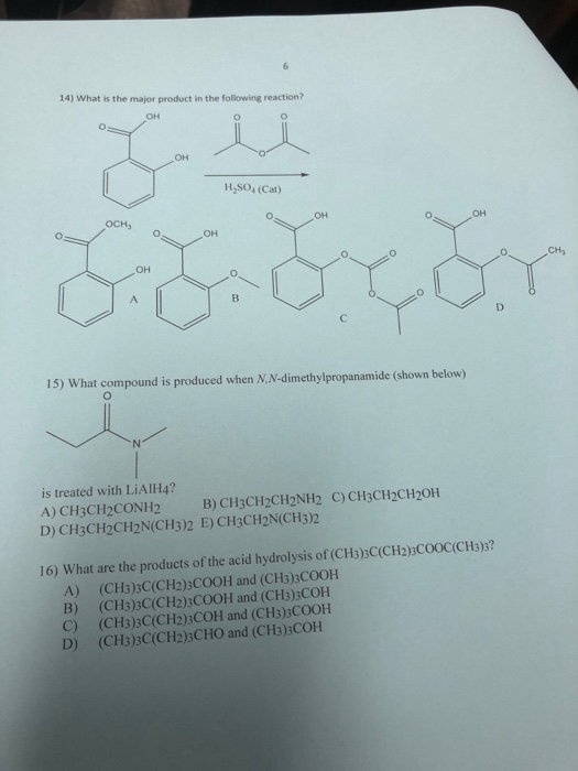 Solved 14) What is the major product in the following | Chegg.com
