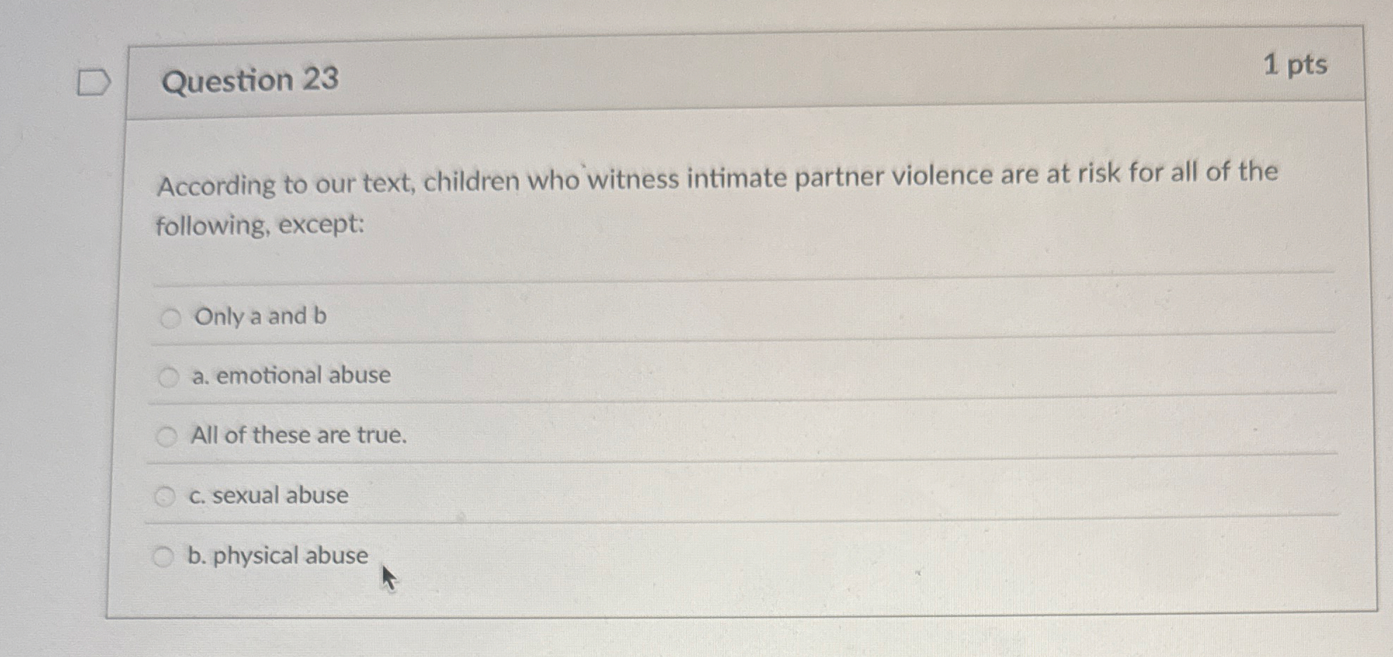 Solved Question 231 ﻿ptsAccording to our text, children who | Chegg.com