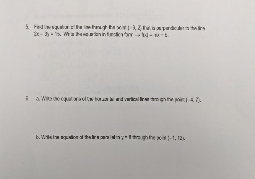 Solved 5. Find the equation of the line through the point | Chegg.com