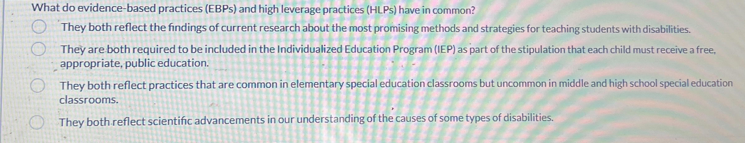 Solved What do evidence-based practices (EBPs) ﻿and high | Chegg.com