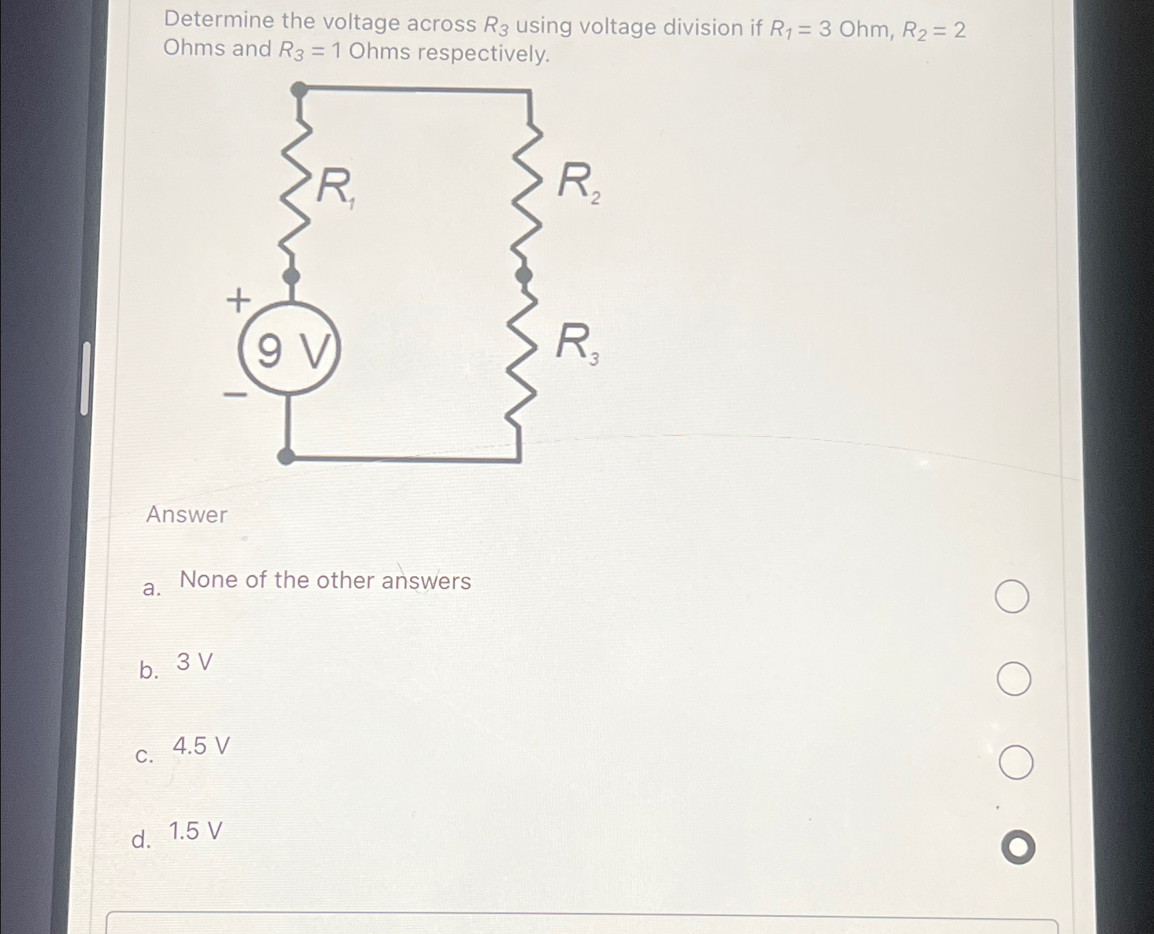 Solved Determine the voltage across R3 ﻿using voltage | Chegg.com