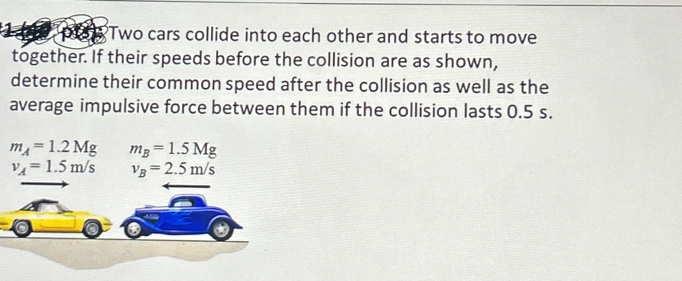 Solved Two cars collide into each other and starts to move | Chegg.com