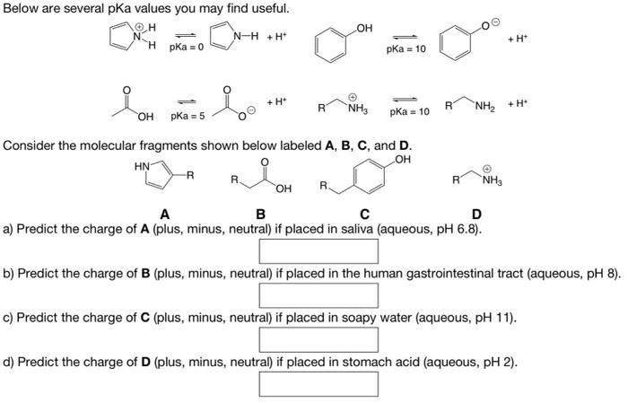 Solved Below are several pKa values you may find useful. | Chegg.com