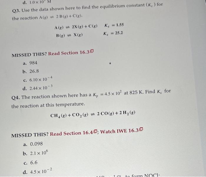 Solved Q3. Use the data shown here to find the equilibrium | Chegg.com