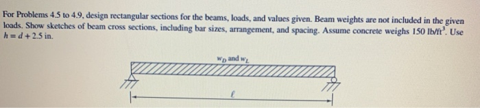 Solved For Problems 4.5 to 4.9, design rectangular sections | Chegg.com