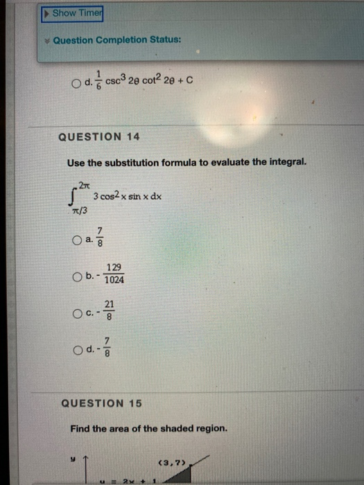 Solved Show Timer Question Completion Status: Odcsc3 20 cot2 | Chegg.com