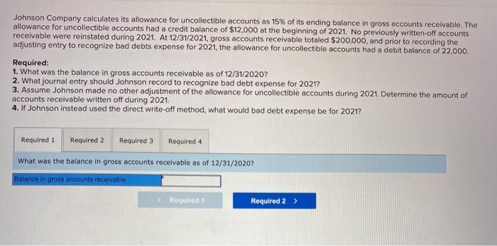 Solved Johnson Company calculates its allowance for | Chegg.com