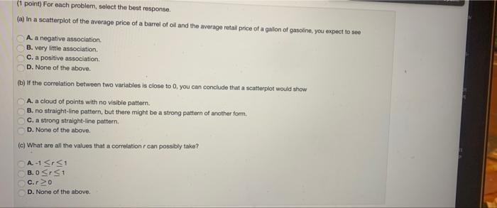 Solved (1 point) For each problem, select the best response. | Chegg.com