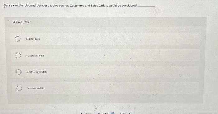 Solved Pata stored in relational database tables such as | Chegg.com