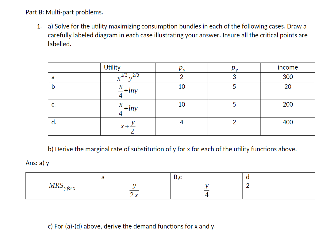 Part B: Multi-part problems.ay ﻿for x ﻿for each of | Chegg.com