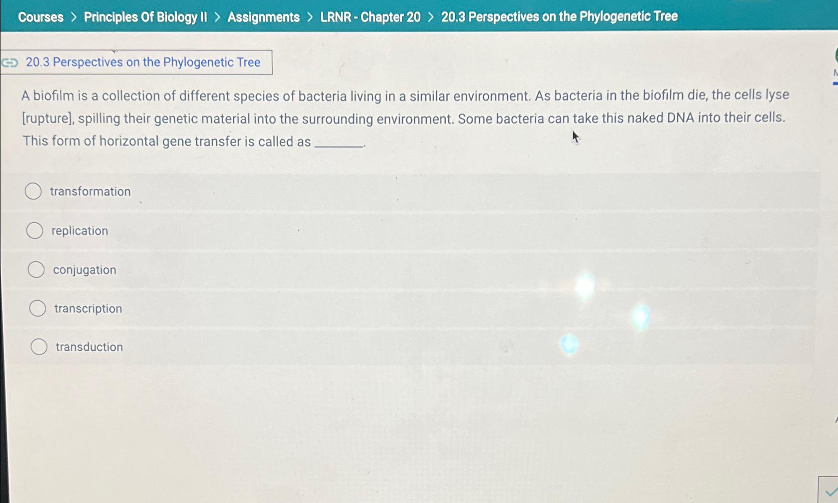 Solved Courses > ﻿Principles of Biology II > ﻿Assignments > | Chegg.com