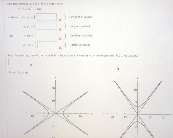 Solved Find the vertices and foci of the hyperbola. | Chegg.com