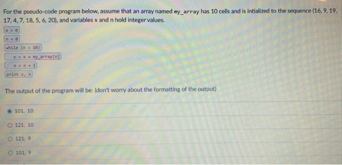 Solved For the pseudo-program below, assume that variables | Chegg.com