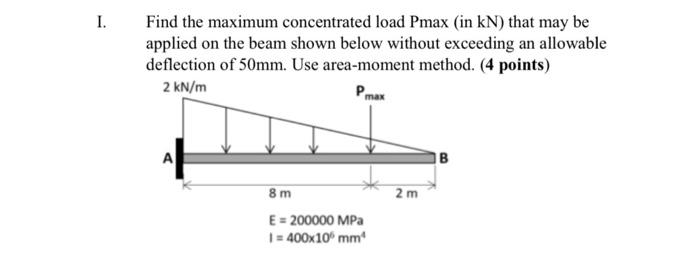 Solved Find the maximum concentrated load Pmax (in kN ) that | Chegg.com