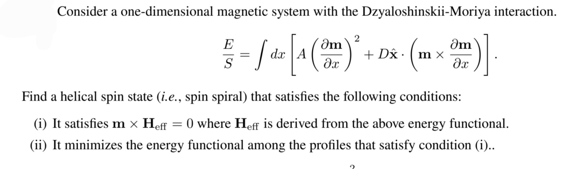 Solved Consider a one-dimensional magnetic system with the | Chegg.com