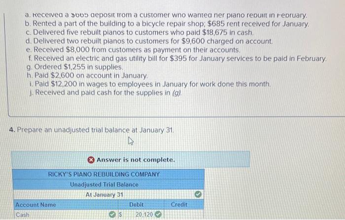 Solved Ricky's Piano Rebuilding Company has been operating | Chegg.com