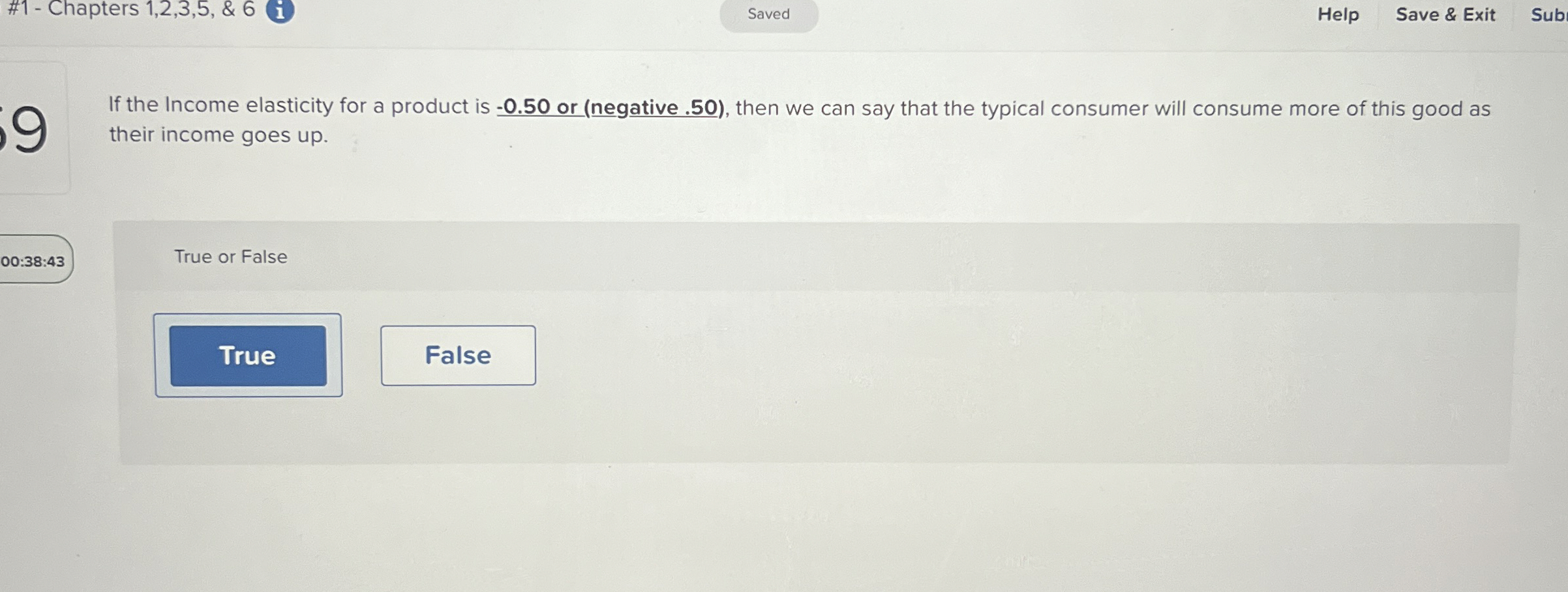 Solved #1 - ﻿Chapters 1,2,3,5, ﻿& 6HelpSave & ExitSubIf the | Chegg.com