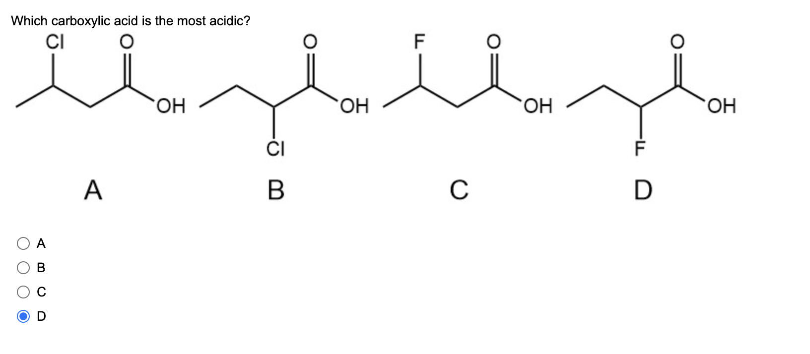 Solved Which carboxylic acid is the most acidic? ﻿ ﻿ A ﻿ B | Chegg.com
