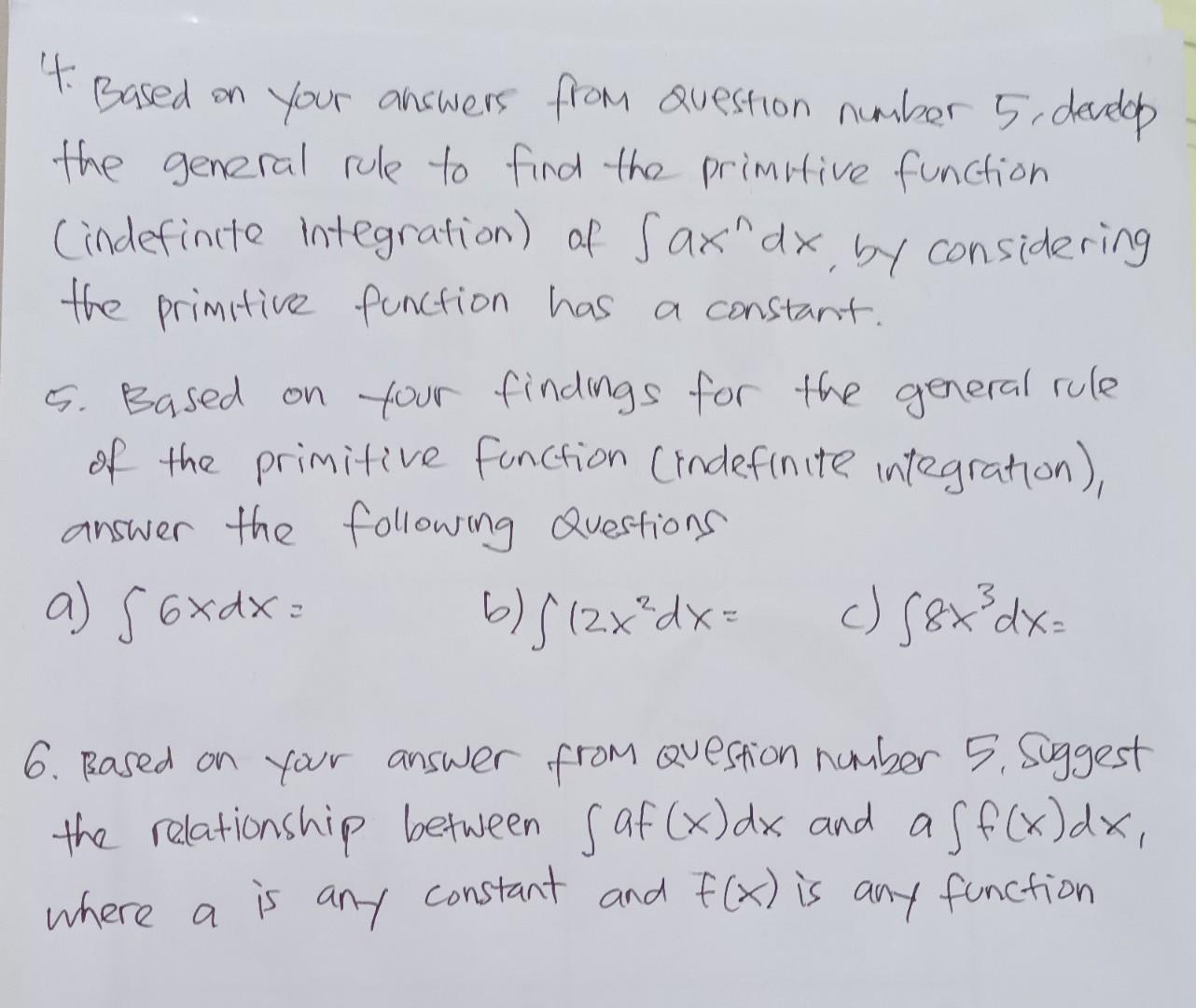 Solved Based on your answers from question number 5, develop | Chegg.com
