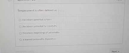 Solved Temperament is often defined as q,the inborn | Chegg.com