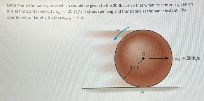Solved Determine the backspin w which should be given to the | Chegg.com