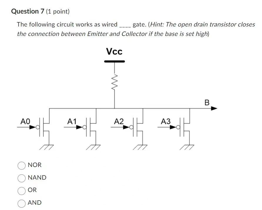 Solved Question 7 (1 point) The following circuit works as | Chegg.com