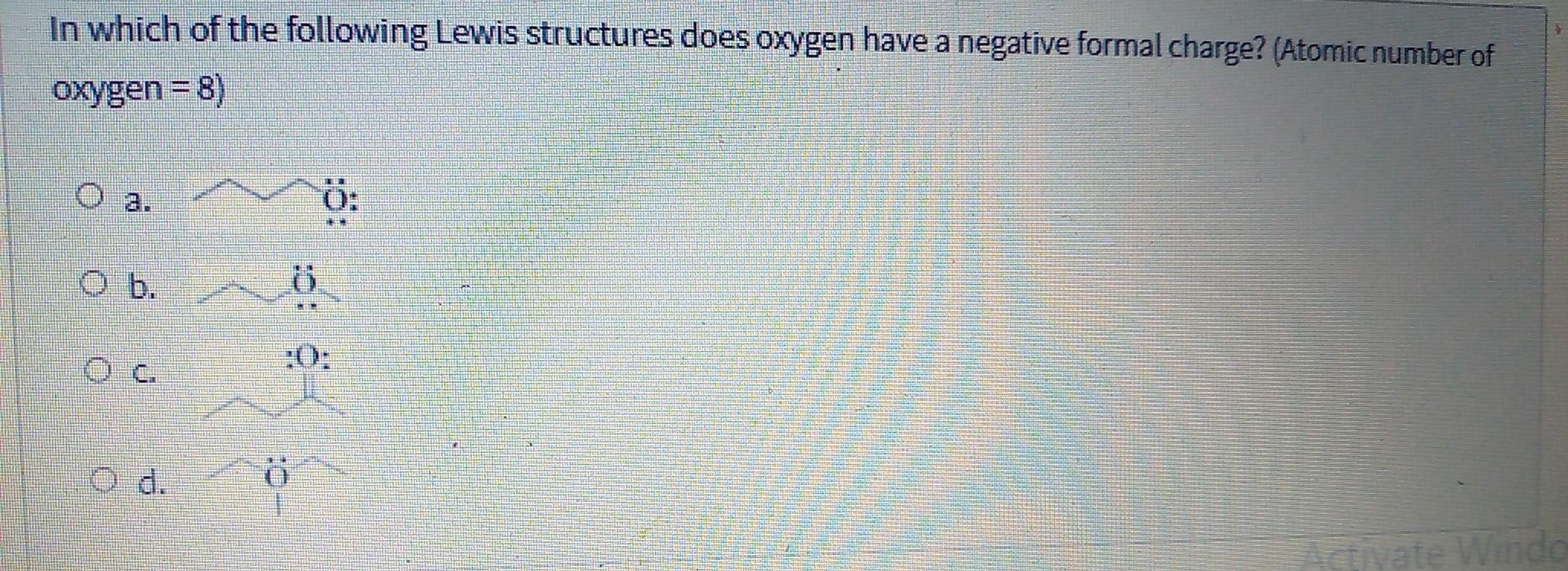 Solved In which of the following Lewis structures does | Chegg.com