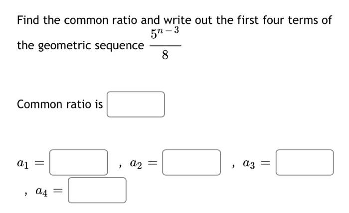 Solved Find the common ratio of the geometric sequence: { - | Chegg.com