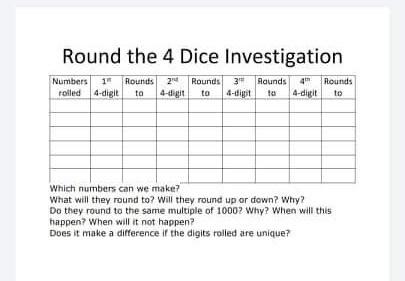 Solved Round the 4 Dice Investigation Numbers 1 rolled | Chegg.com