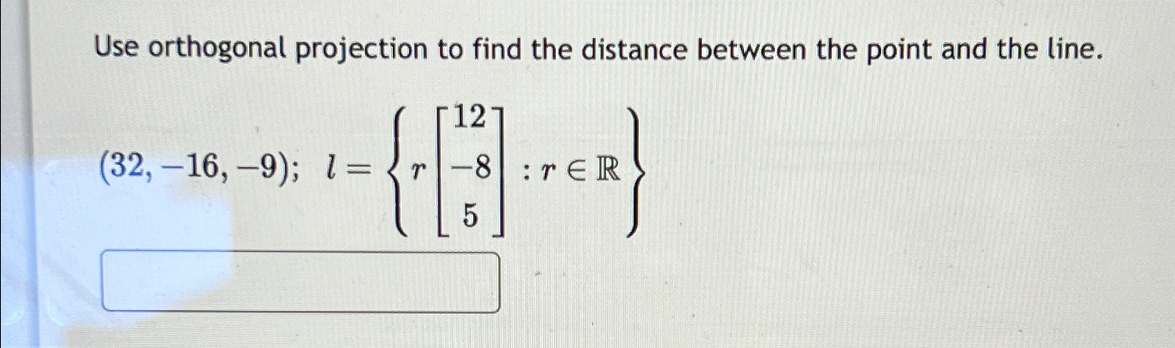 Solved Use orthogonal projection to find the distance | Chegg.com