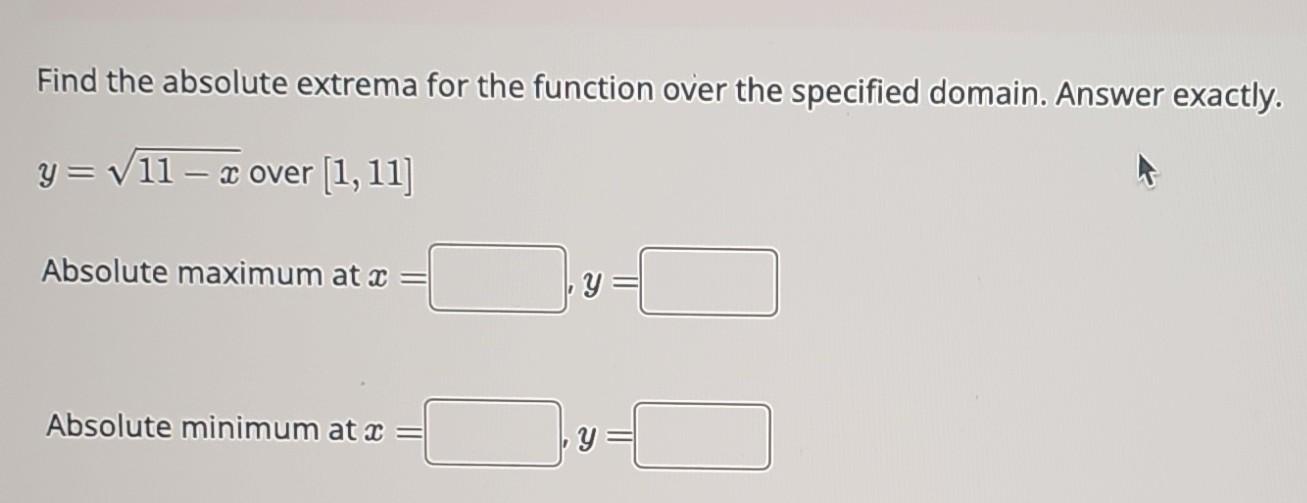 Solved Find the absolute extrema for the function over the | Chegg.com