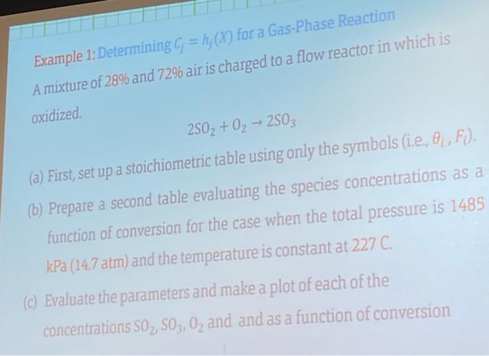 Solved Example 1: Determining Cj=hj(X) for a Gas-Phase | Chegg.com