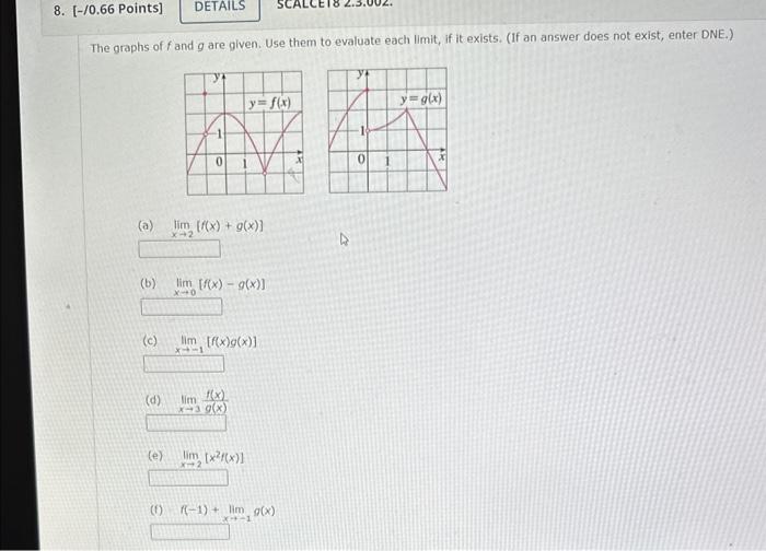 Solved The graphs of f and g are given. Use them to evaluate | Chegg.com
