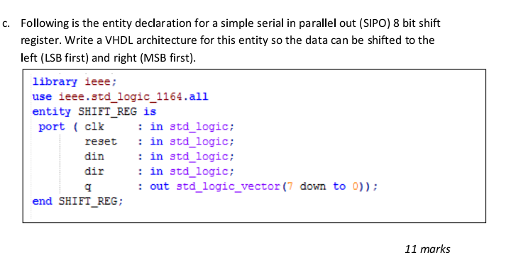 Solved Following Is The Entity Declaration For A Simple