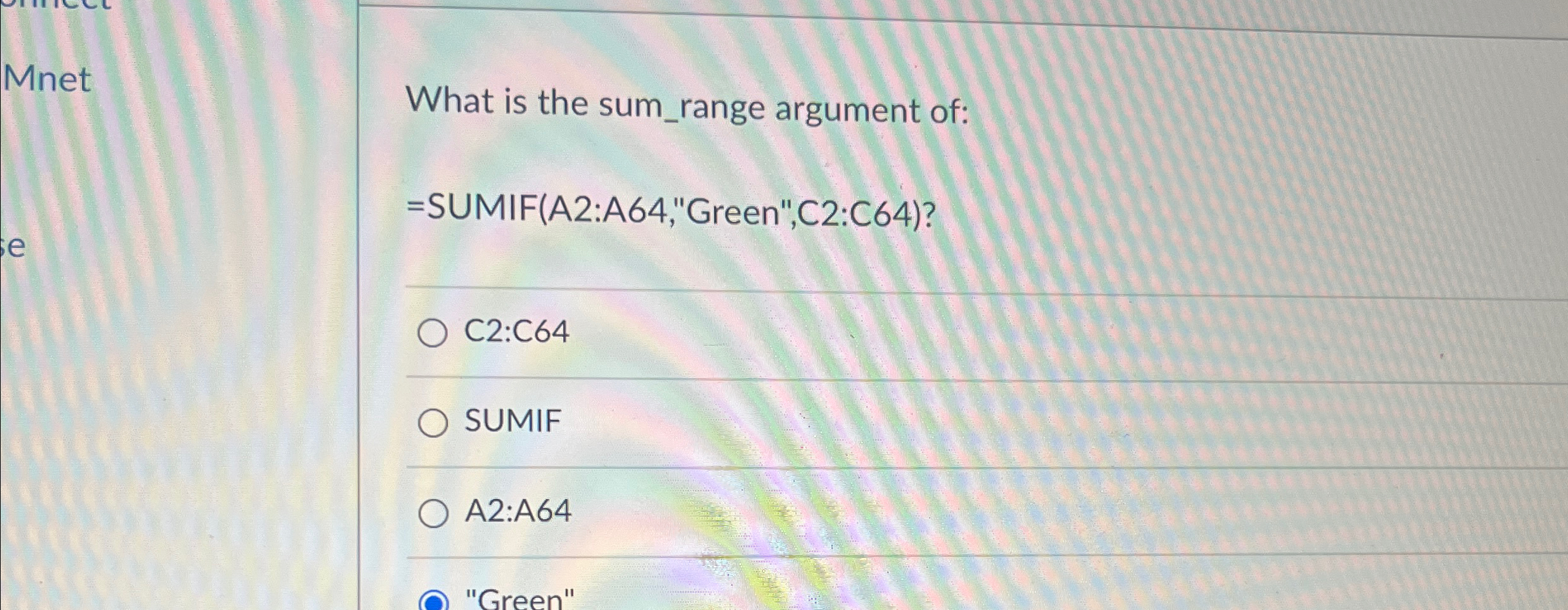 Solved MnetWhat is the sum_range argument | Chegg.com