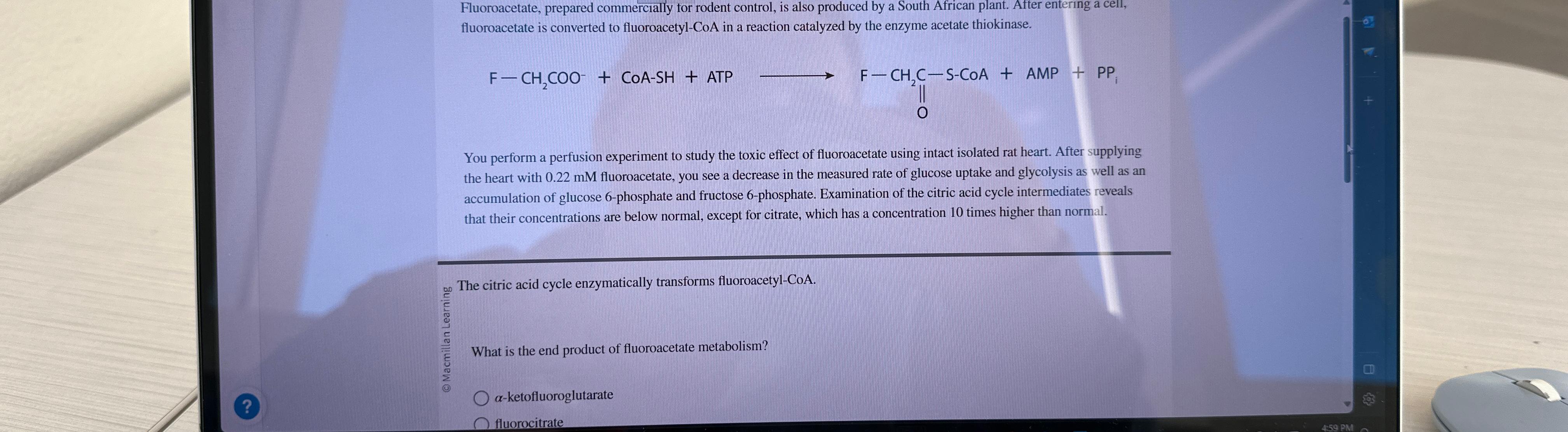 Solved Fluoroacetate, prepared commercially for rodent | Chegg.com